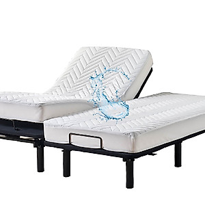 Kingnex Quilted Waterproof Full Split Queen Mattress Protector Adjustable Bed Include 2 30x80 Pad Fitted Sheet Style Deep Pocket Matress Cover Split Queen