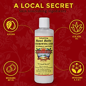 Maui Babe After Browning Lotion, Tan Enhancer & Healer - After Sun Tan Extender Body Lotion To Prevent Tan Fading- Natural Moisturizing & Healing After Sun Care Cream- Made In USA, 8 Ounces