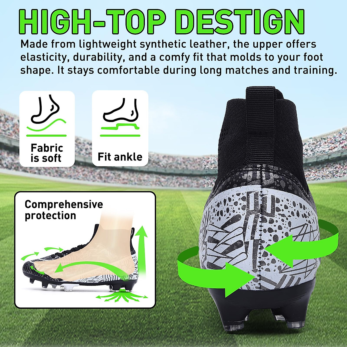 Mens Soccer Cleats Women Football Cleats Tacos De Futbol para Hombre Soccer Shoes Football Shoes for Turf Futsal Shoes Cleats Football Turf Cleats Professional Football Training Boots AG FG