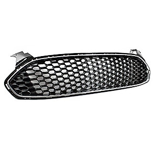 ZMAUTOPARTS Honeycomb Mesh Style Upper Hood Grille Grill Gloss Black For 2013-2016 Ford Fusion