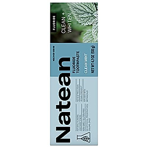 Natean Clean + Whiten Fluoride Whitening Toothpaste, Clean Mint - 4.7 Oz Tube