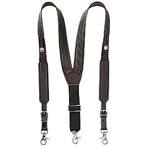 Nocona Belt Co. Men's Star Basket Leather Suspender, Brown, XX-Large