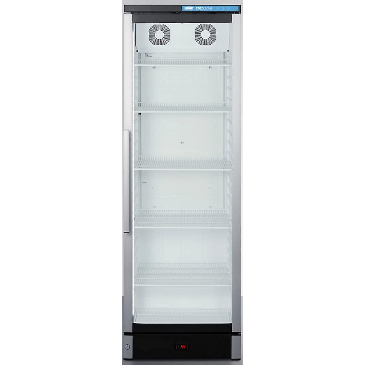 Summit Appliance SCR1301 24" Wide Commercial Glass Door Beverage Center with Lock, Digital Thermostat, Automatic Defrost, Heavy Duty Adjustable Shelves, LED Lighting Inside Door