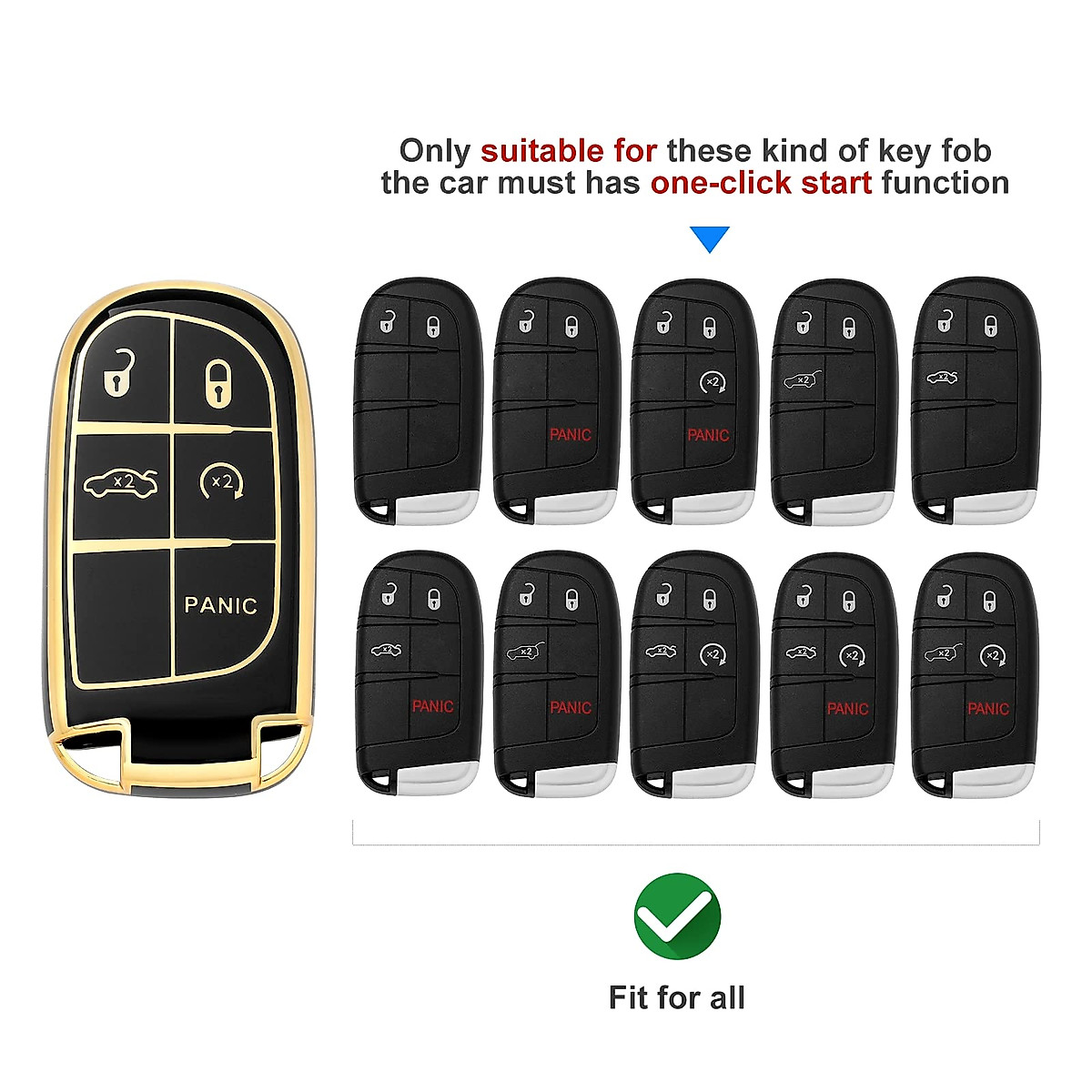 Compatible with Jeep Grand Cherokee Key Fob Cover, 3 4 5 Buttons Protector for Jeep Key Cover with Key Fob Keychain, Fit for Jeep Compass Renegade Cherokee (Jep-W)