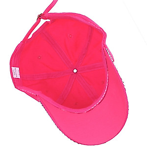Shiny Rhinestone Brim Baseball Cap for Women Girls Sparkle Velcro Ponycap Adjustable Mesh Trucker Hat Outdoors Sun Cap Hot Pink