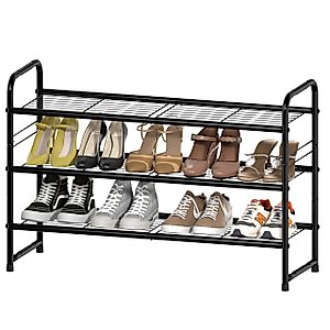 SUFAUY Shoes Rack Shelf for Closet Metal Stackable Shoe Storage Organizer, Wire Grid, 3-Tier, Black