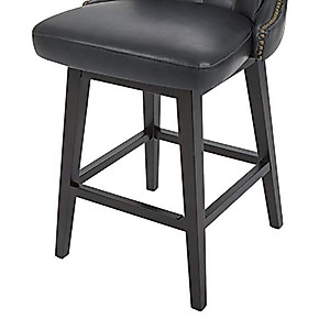 Amazon Brand – Stone & Beam Morgan Faux Leather Memory-Swivel Counter-Height Barstool, 38.2"H, Black