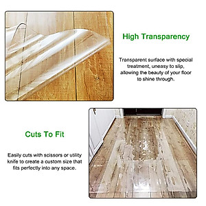 Clear PVC Desk Chair Mat 1.5mm Chair Mat Transparent PVC Floor Protection Pad Door Mat Plastic Carpet Wooden Floor Protector Household Waterproof Non-slip Mat,for Hard Floors Table Cloth Protector for