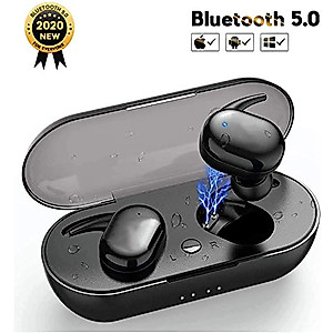 GAOMU IPX6 Waterproof Bluetooth Earbuds, True Wireless Earbuds, 20H Cyclic Playtime Headphones with Charging Case and mic for Android, in-Ear Stereo Earphones Headset for Sport Black
