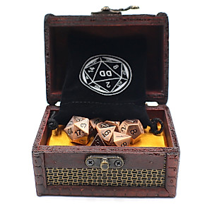 Metal D20 Dice Set with Storage Box/Chest for Roleplaying Games