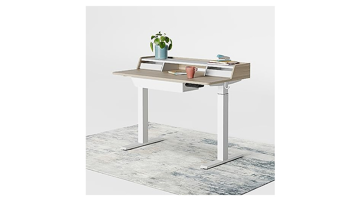 FEZIBO 48" Electric Standing Desk - Adjustable Height & Storage