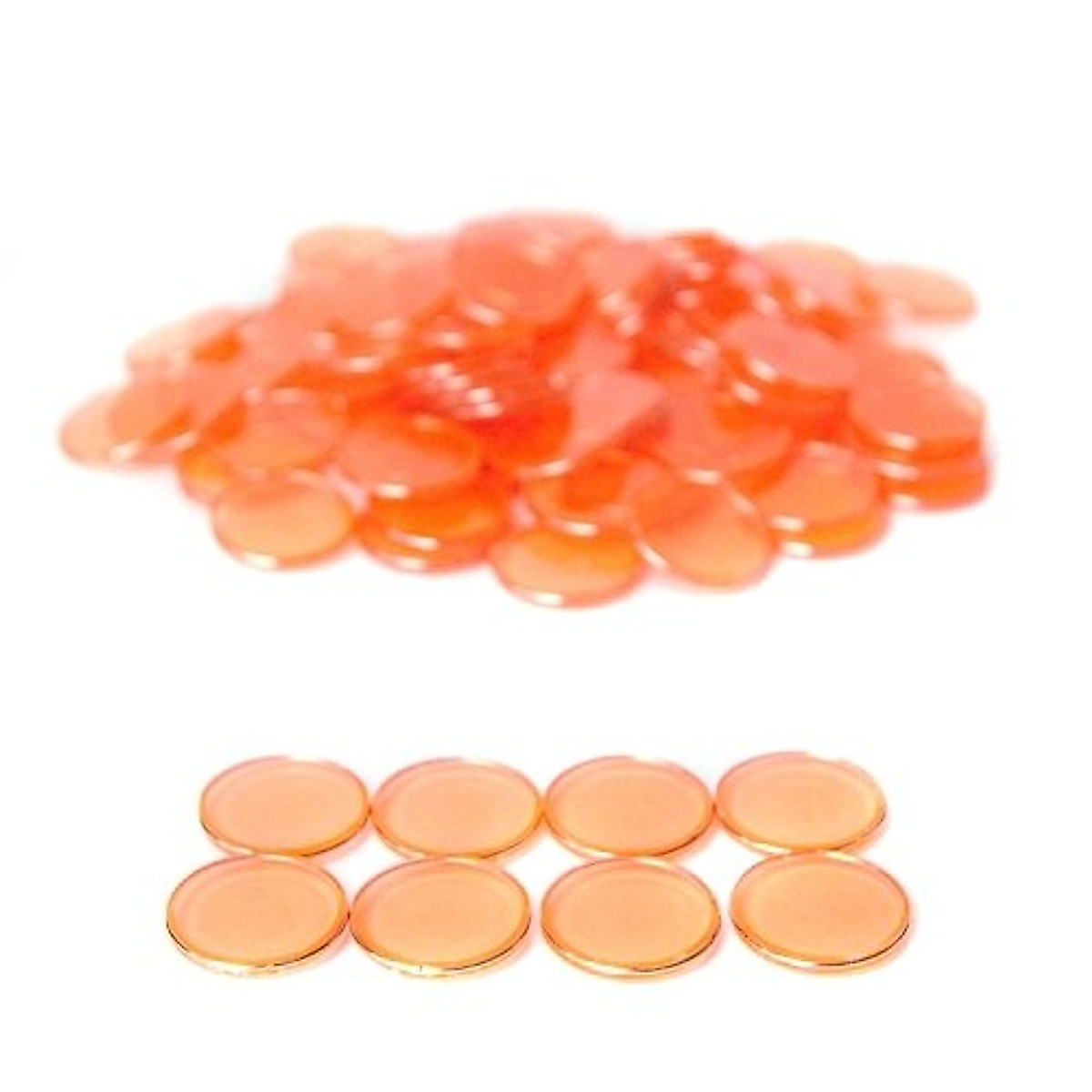 Plastic Magnetic Bingo Chips - Orange Markers - 3/4 Inch Size - 100 Chips