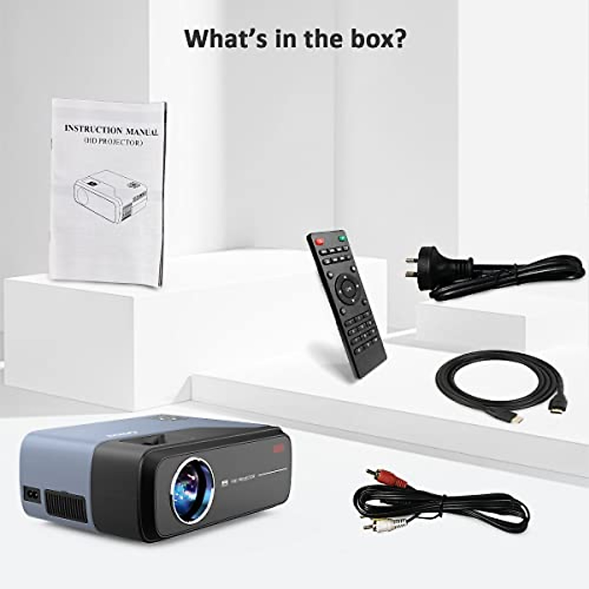 EUG Mini Projector for iPhone iPad Laptop, Outdoor Portable Projector 4K with WiFi Bluetooth, 2023 Android Smart Projector with Apps, Native 1080P LED Movie Video Projectors for Home Theater Office