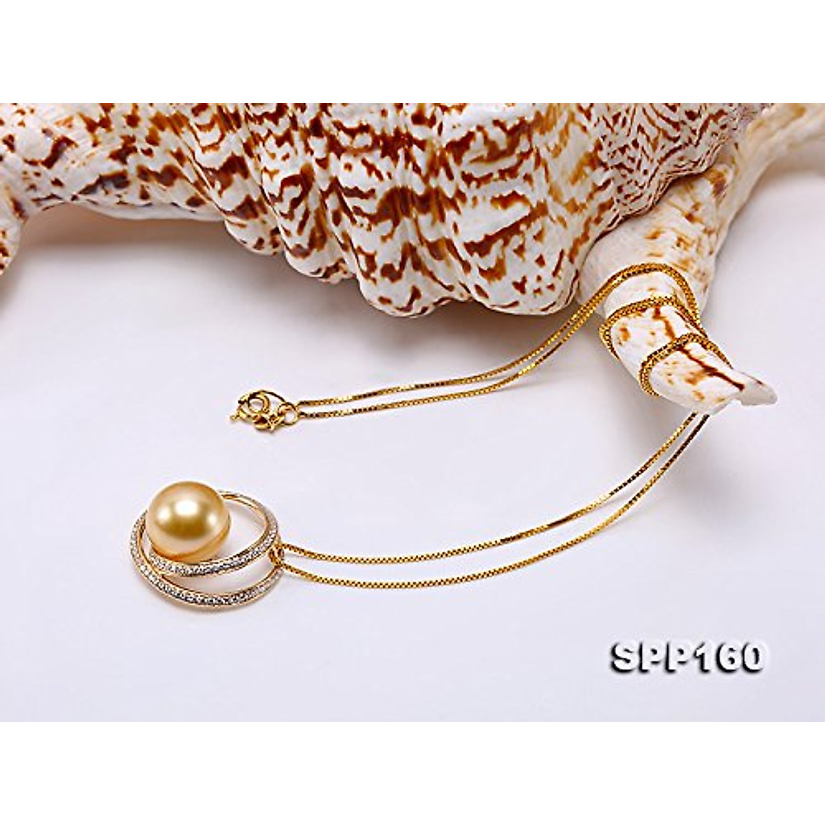 JYX Pearl 14K Gold Pendant AAA Quality Genuine 11.5mm Golden South Sea Pearl Pendant Necklace for Women