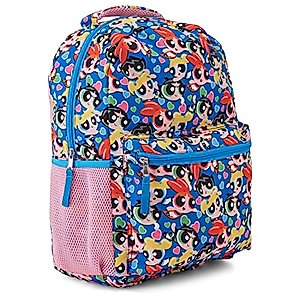 Powerpuff Girls Classic Allover Backpack - Mojo Jojo, Blossom, Bubbles and Buttercup - Officially Licensed Powerpuff Girls School Bookbag (Pink)