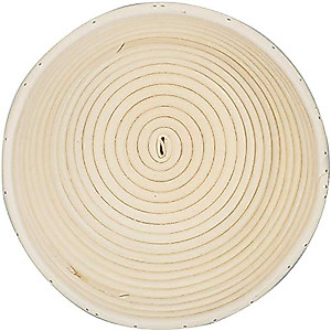 eoocvt 5.1 inch Round Banneton Brotform Bread Dough Proofing Rising Rattan Handmade Basket with Linen Liner Cloth - 13 x 6cm