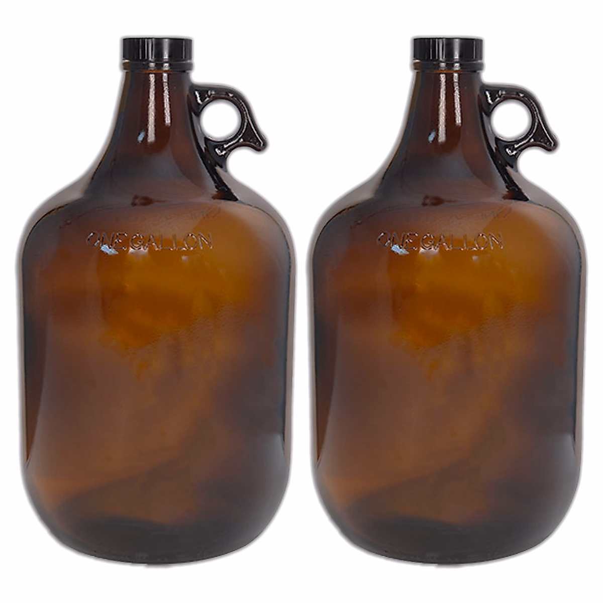 C-Store Packaging 1 Gallon (128oz) Amber Glass Jug With 38mm Cap - Pack of Two, Large