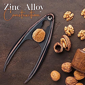 Alpine Cuisine Heavy-Duty Zinc Alloy Nut Cracker 6 Inch with Ergonomic Non-Slip Handle, 2 Different Cuts Nutcracker for Walnuts, Nuts, Walnuts, Hazelnut & Pistachio, Easy to crack - Antique Bronze