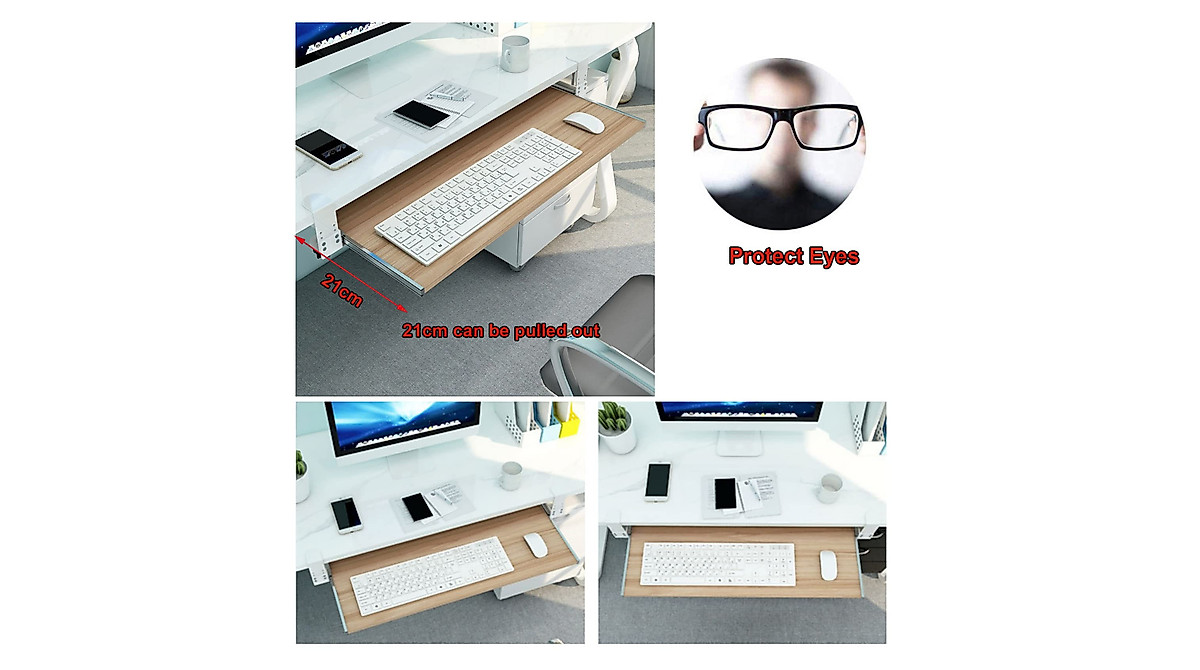 V3VOGUE Wooden Keyboard Tray - Easy Slide-Out Installation