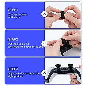 GeekShare Thumb Grip Caps for Playstation 5 Controller, Thumbsticks Cover Set Compatible with Switch Pro Controller and PS4 PS5 Controller, 3 Pairs / 6 Pcs (Black)