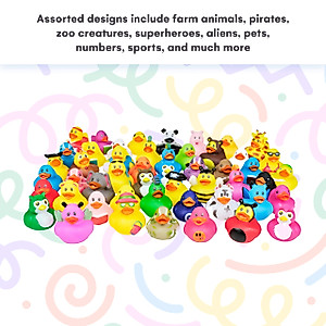 Kicko 2 inches Assorted Rubber Ducks in Bulk - 50 Pack - Ducking Jeeps for Kids - for Sensory Play, Therapheutic Stocking Stuffers, Classroom Prizes,Pinata Filler,Floater Duck Bath Toys Party Favors