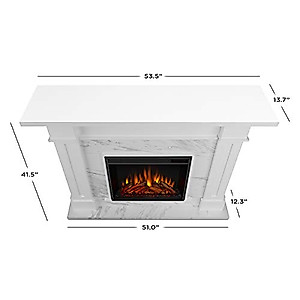 Kipling 54" Electric Fireplace in White with Faux Marble by Real Flame