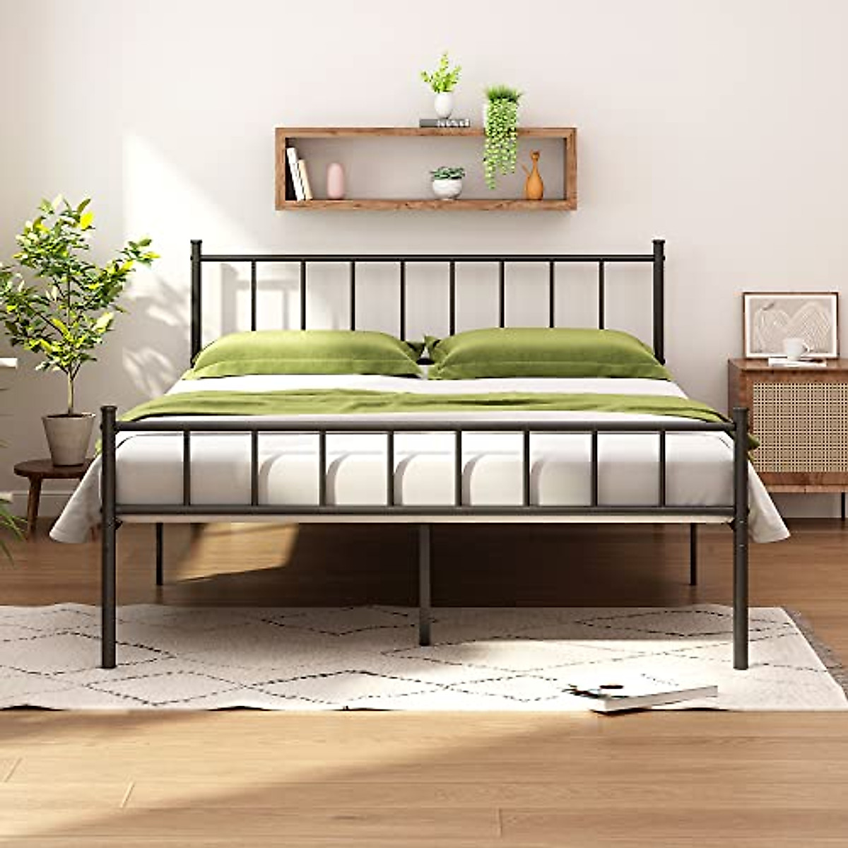 HLIPHA Full Size Metal Platform Bed Frame with Heavy Duty Steel Slat Support,14" Height Easy Assembly Mattress Foundation,No Box Spring Needed,Black