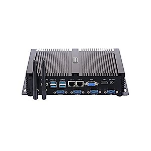HUNSN Fanless Industrial PC, Mini Computer, Intel Core I5 3317U, Windows XP / 11 or Linux Ubuntu, IM02, VGA, HDMI, 2 x LAN, 4 x COM RS232, 4 x USB2.0, 4 x USB3.0, 8G RAM, 512G SSD, 1TB HDD