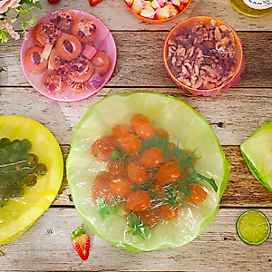 Elastic Food Storage Covers Reusable Stretch Plastic Wrap Bowl Covers Elastic Alternative to Foil for Family Outdoor Picnic 3 Size (60)