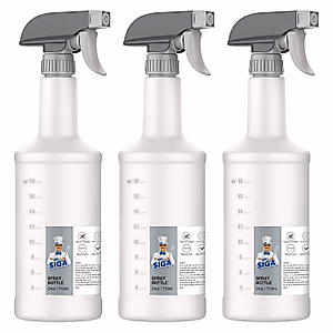 MR.SIGA 24 oz Empty Plastic Spray Bottles for Cleaning Solutions, Heavy Duty Household Reusable Spray Bottles with Measurements and Adjustable Leak Proof Nozzle, 3 Pack