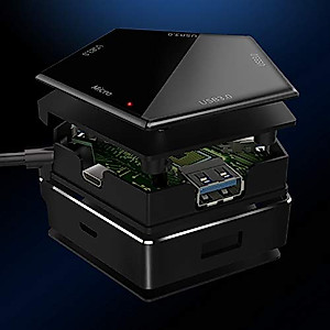 SHYPT USB Hub，Four USB 3.0 Hub with Micro External Power Hole High Speed Four Port Splitter (Color : White)