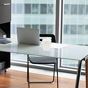 TEHAUX Mini Desk Trash Can with Lid, Desktop Mini Plastic Waste Garbage Can Countertop Garbage Bin Cute Flower Shape Wastebasket Mini Waste Can for Desk Car Office Home Kitchen, White