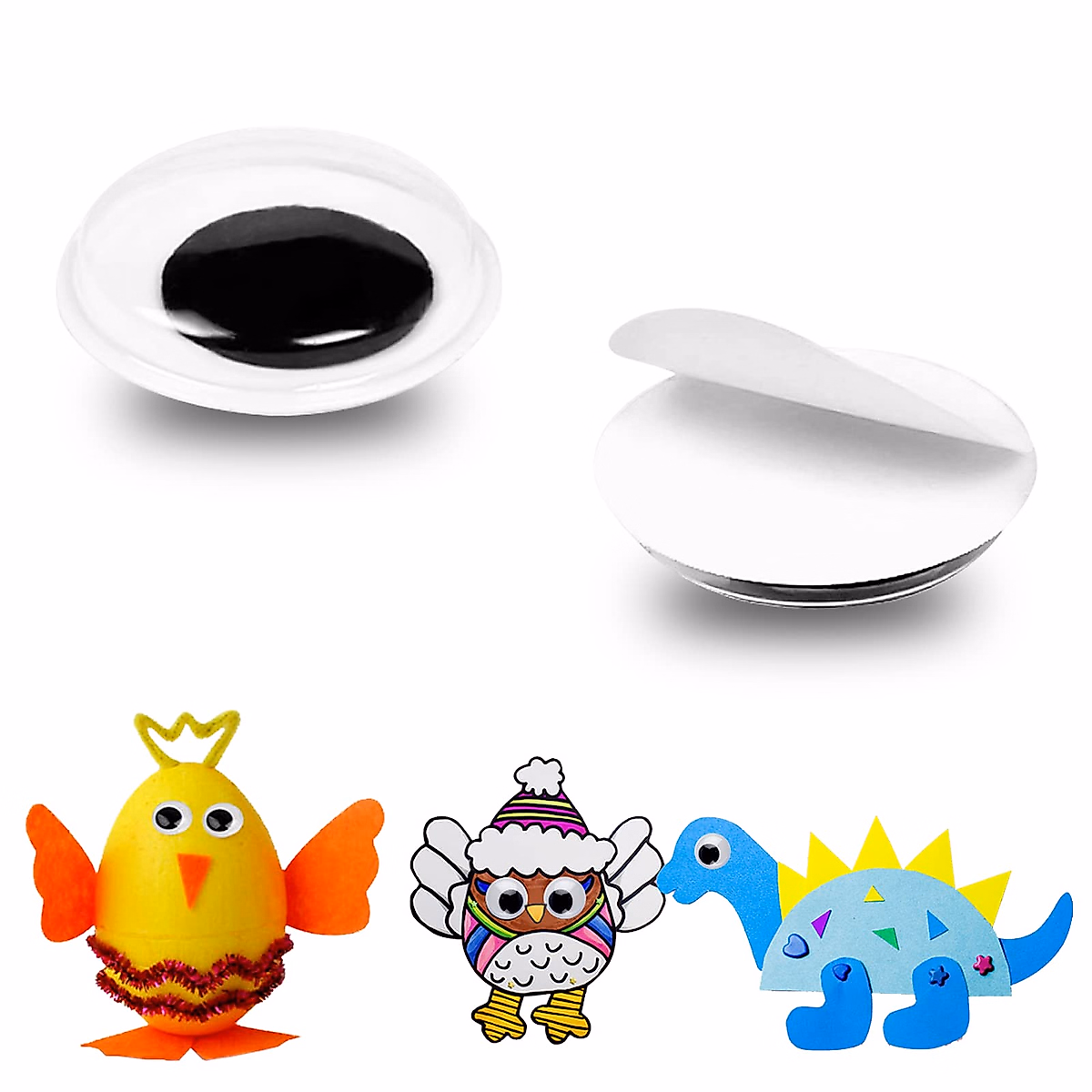 200 pcs Wiggle Eyes, lyfLux 1.2 inch Self Adhesive Black and White Movable Eyes, Used for DIY, Car, Refrigerator, Party Decoration