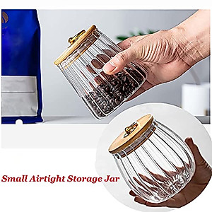 FANTESTICRYAN Small Glass Coffee Nuts Canister Airtight Storage Jar Petal Decorative Container with Bamboo Lid Metal Handle Easy to Grasp 700ml, 23 FL OZ (Set of 2)