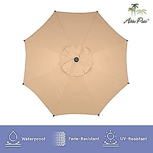 Abba Patio 11ft Patio Umbrella Market Outdoor Table Umbrella with Push Button Tilt and Crank, 8 Ribs, UV Protection, Tan
