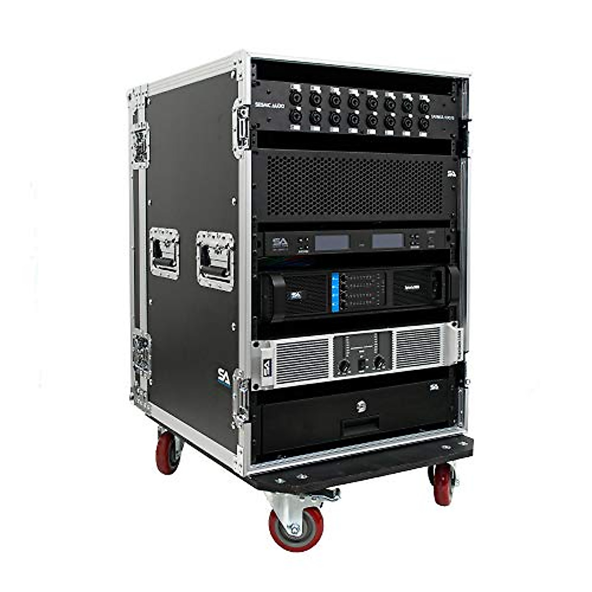 Seismic Audio - SA-PTR-16UC - 16 Space Pro Audio DJ Road Rack Case with Casters - 16U Pro Tour Grade Rack
