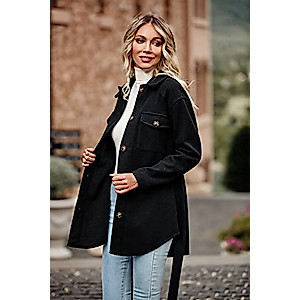 PRETTYGARDEN Women's Fall Fashion Winter Trench Coats Lapel Button Down Peacoat Belted Outerwear Casual Jackets (Black,X-Large)