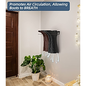 PrimZooty Boot Rack Wader Hanger Wall Mounted- (4 Pair) Sturdy Metal Boot Organizer, Tall Shoe Holder for Closet, Entryway, Indoor, Garage