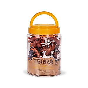 Terra by Battat – 60 Pcs Wild Creatures Tube – Realistic Mini Animal Figurines – Lion, Hippo, Tiger, Bear & More Safari Animals – Plastic Educational Toys for Kids and Toddlers 3 Years +