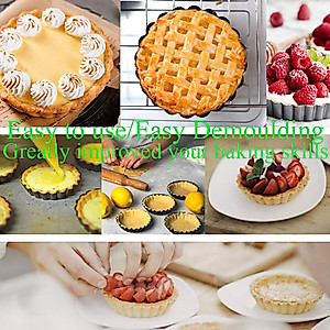 KUAYB 7-Piece Nonstick Mini Tart Pans with Removable Bottoms, 4-Inch Fluted Quiche and Pie Pans for Tartlets, Mousse Cakes, Muffins – Reusable Baking Tart Pans Set