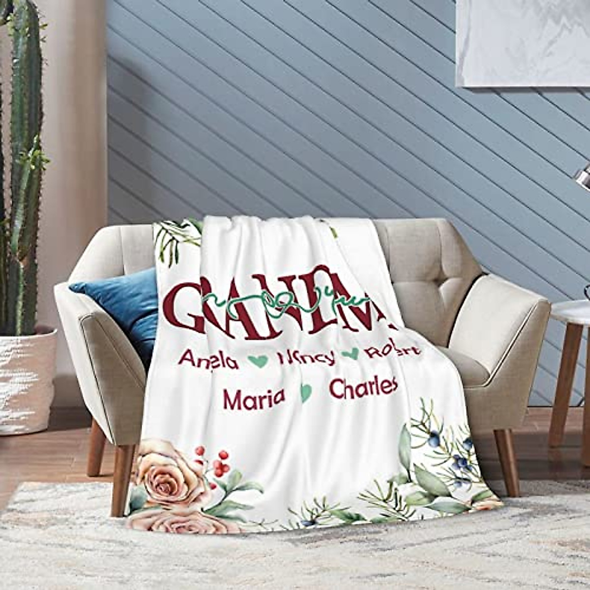 YRAQLVU Gifts for Grandma, Custom Blanket for Grandma, Home is Where Mom is, Mother's Day Personalized Unique Blankets for Best Grandma, Birthday Custom Blanket Gifts