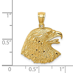 Solid 14k Yellow Gold Diamond-Cut Eagle Pendant Charm
