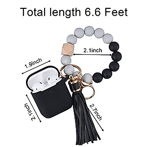 Enbiawit Silicone Airpods Case Cover,Compatible with AirPods 1/2 Case,Silicone Protective Case with Bracelet Keychain(Black)