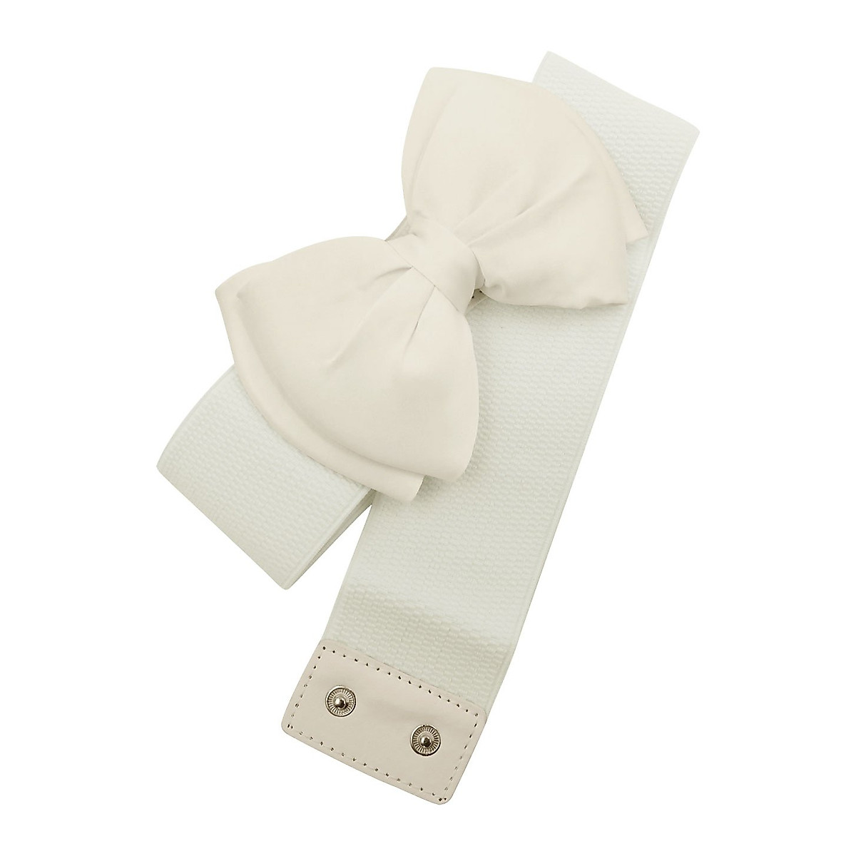 Allegra K Women Elastic Waist Belt Wide Stretch Cute Bowknot Waistband Fit Waist:24-32 inches Beige