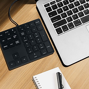 Merdia Numeric Keypads Wired Numpad 34 Keys External Mini Slim Keyboard Magic Force for Financial Cashier Securities-Black| Laptop Accessories | Num Pad | Number keypad for Laptop | Work Keyboard