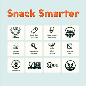 Mission Mighty Me Nutty Puffs Peanut Butter Puffs for Babies + Kids - Pediatrician Developed - USDA Organic, Plant-Based Protein, Gluten-Free Puffs Baby Snack - Peanut Flavor (1.5oz, 5-Pack)