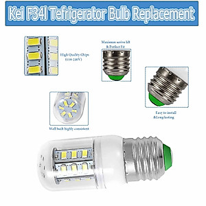 Yooank 𝙐𝙥𝙜𝙧𝙖𝙙𝙚𝙙 𝗞𝗘𝗜 𝗗𝟯𝟰𝗟 𝗥𝗲𝗳𝗿𝗶𝗴𝗲𝗿𝗮𝘁𝗼𝗿 𝗕𝘂𝗹𝗯 Replacement for Electrolux Frigidaire Refrigerator LED Light Bulb 5304511738 AP6278388 (85V-265V White Light) - 2 Pack