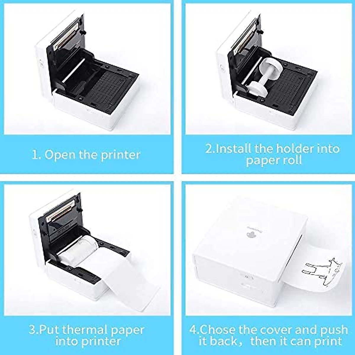 Phomemo M02 Pocket Printer- Mini Bluetooth Thermal Printer with 3 Rolls White Sticker Paper, Compatible with iOS + Android for Learning Assistance, Study Notes, Journal, Fun, Work，White