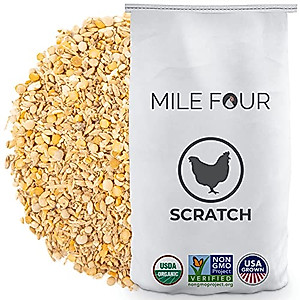 Mile Four | Chicken Scratch | 100% US Grown Grains, Organic, Non-GMO, Soy-Free, Non-Medicated, Whole Grain Chicken Treats for Hens & Roosters | Scratch for Chickens, Ducks & Waterfowl | 23 lbs.