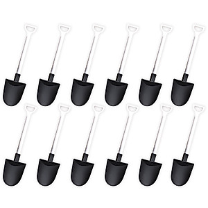 CXP Good Goods Mini Shovel Shape Spoons,Disposable Plastic Dessert Spoon (60 Pcs), Black,white